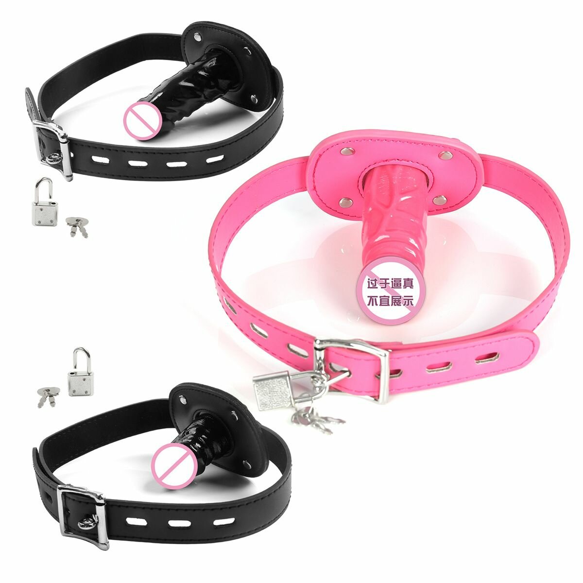 Кляп с фаллоимитатором 10 см и замком / Страпон БДСМ, секс игрушка/ INTRIGUE