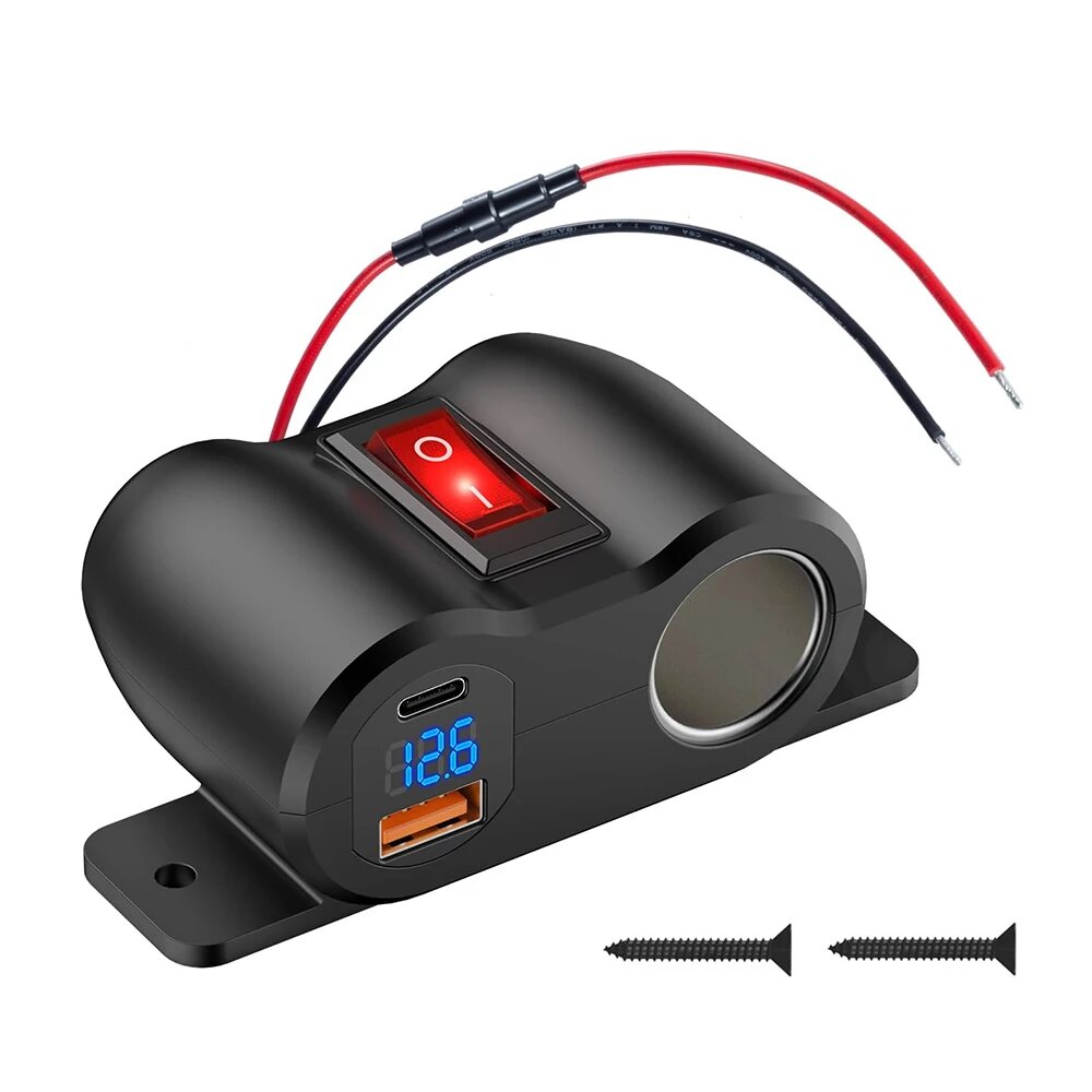 Новая панель предварительной сборки, 12 В, USB-розетка, розетка прикуривателя, двойной порт PD 30 Вт и QC3.0 с выключателем питания для автомобиля, морского автофургона, QC-PD-Socket