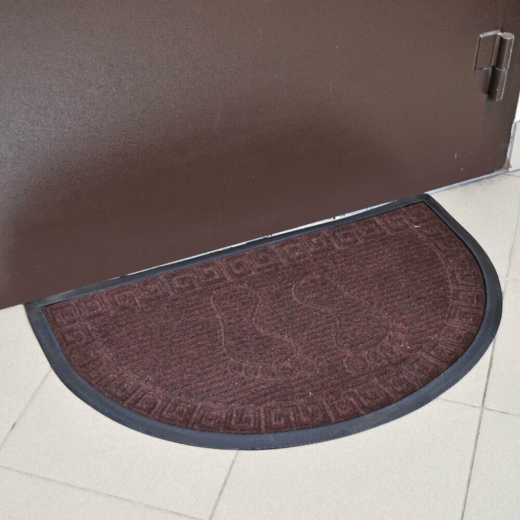 Коврик придверный полукруглый 45х75см, полипропилен, коричневый, рельефный узор