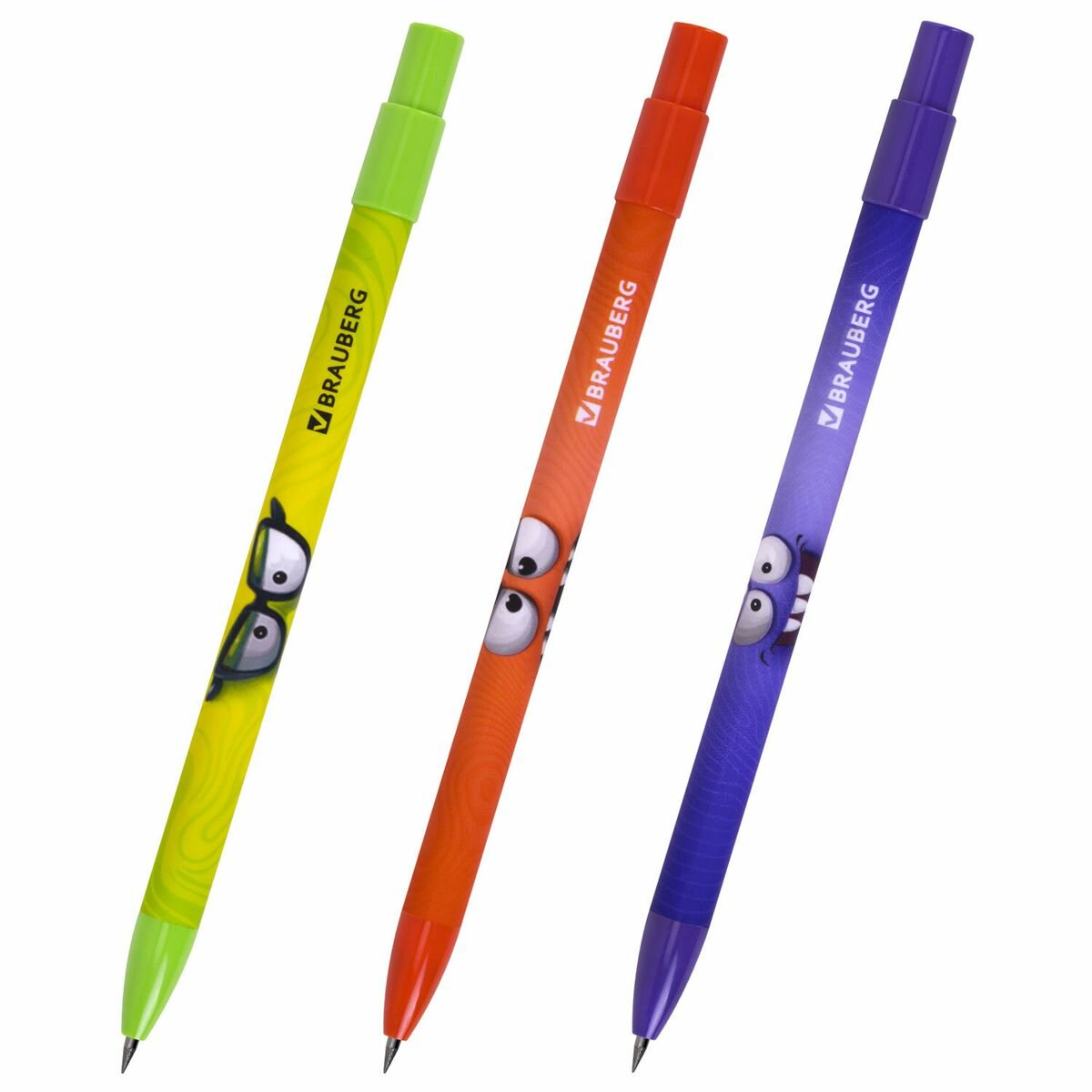 Карандаш механический цанговый Brauberg "Монстрики" (2мм, НВ, встроенная точилка) (182111), 24шт.