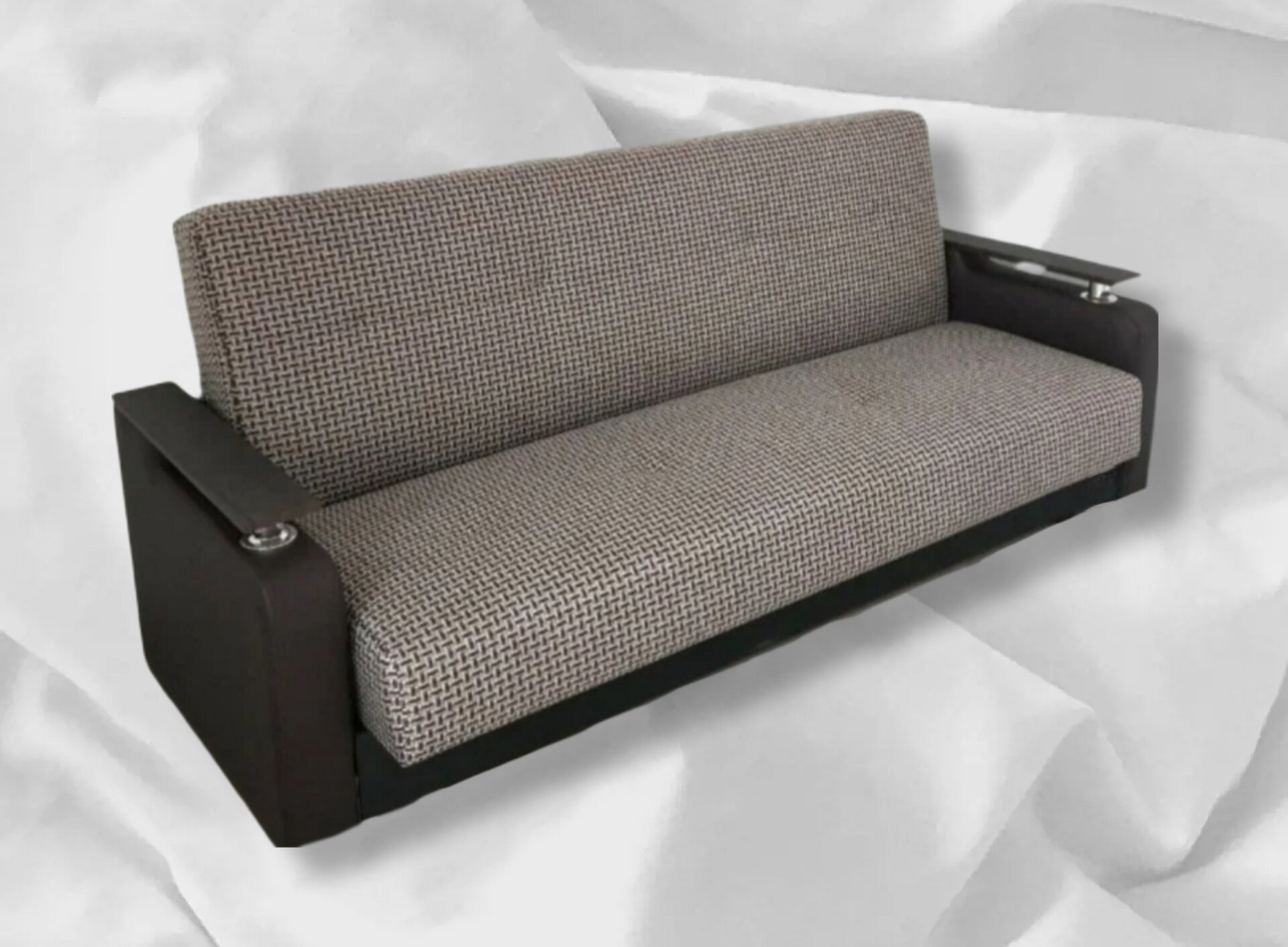 Диван-книжка "Вега" с подлокотниками МДФ, прямой, на пружинном блоке, рогожка