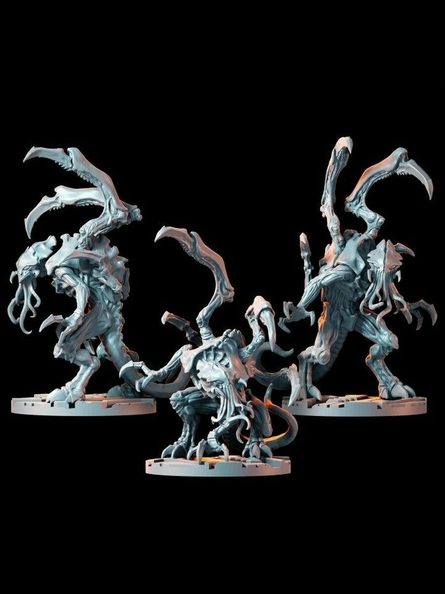 Тираниды/Ликторы, набор 3 миниатюры, игровые фигурки для раскрашивания