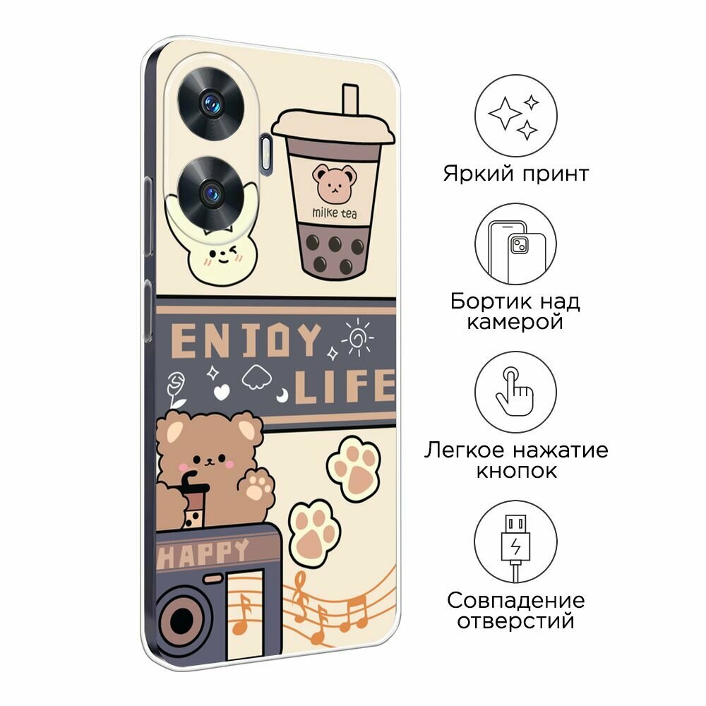 Силиконовый чехол на Realme C55 / Реалми C55 с принтом "Enjoy life 1" — фото 1