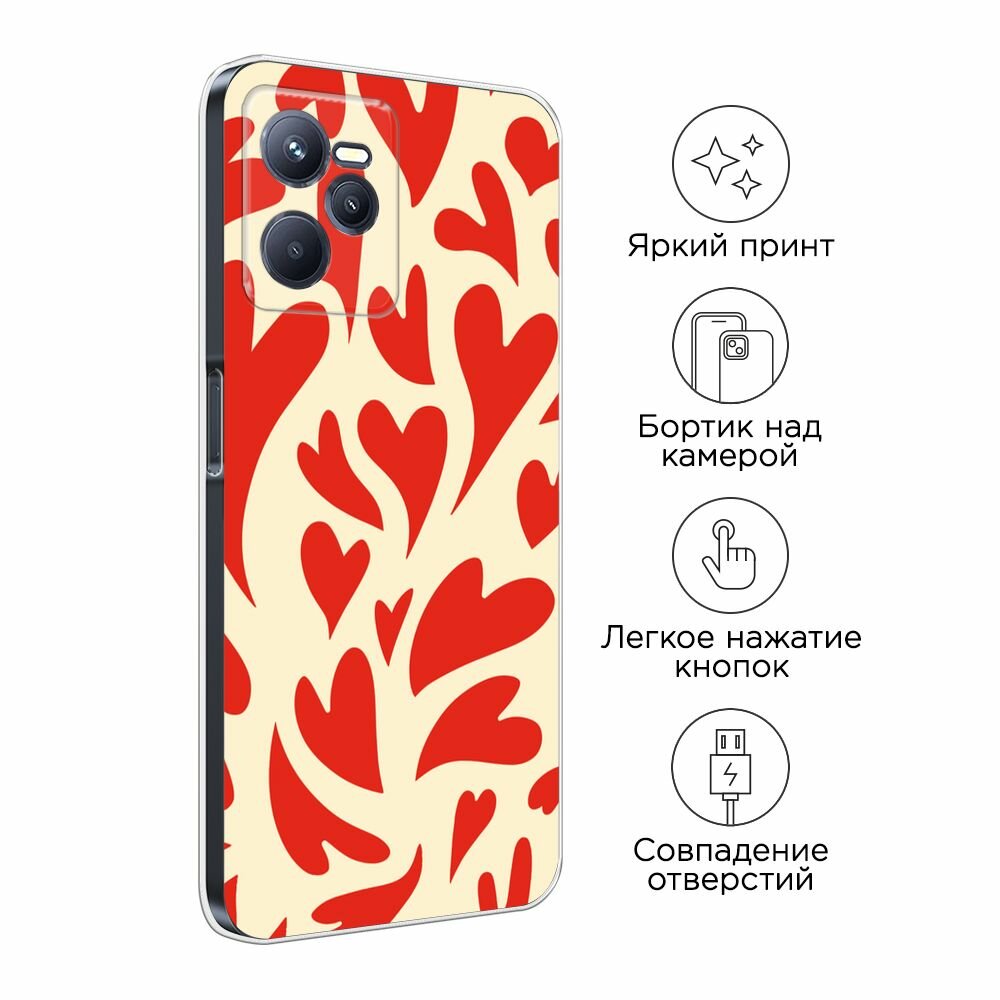 Чехол на Realme C35 / Реалми C35 с принтом "Crazy hearts 1 - 14 февраля" — фото 1