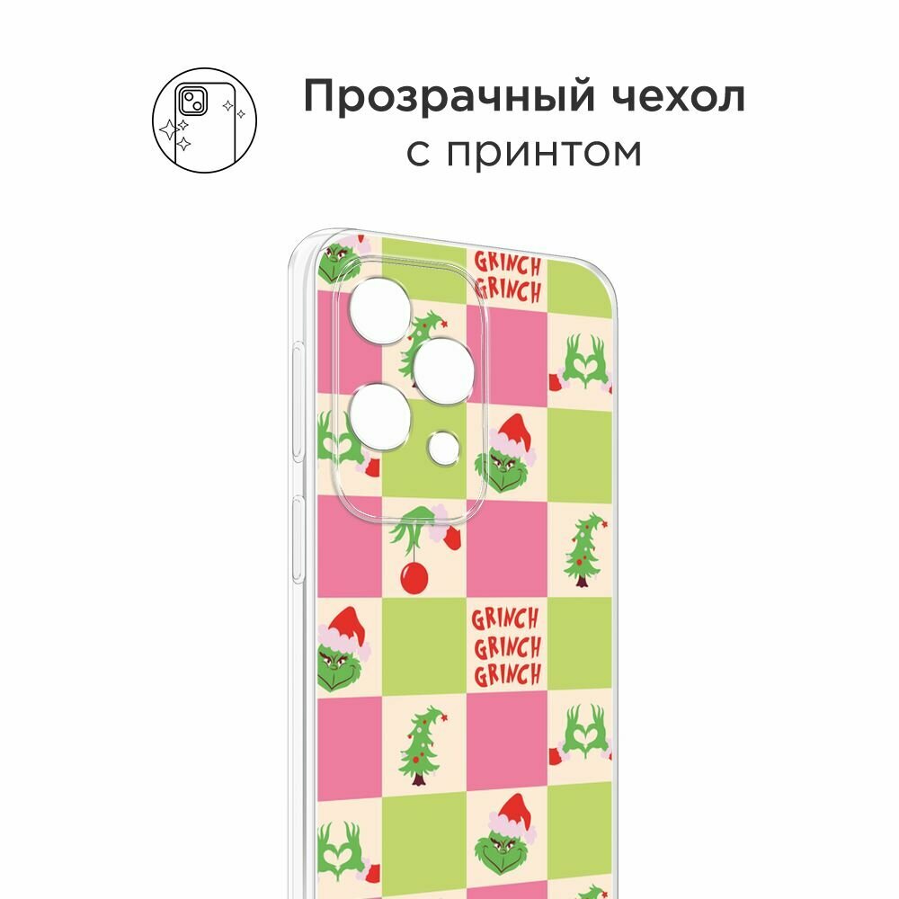 Чехол на Huawei P60/P60 Pro / Хуавей P60/P60 Про с принтом Гринч клетка паттерн — фото 1