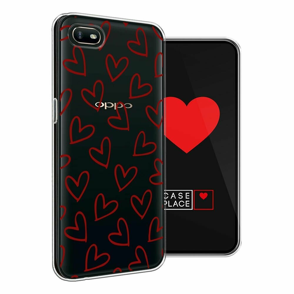 Чехол на Oppo A1k / Оппо А1к с принтом "Little hearts doodles 2 - 14 февраля", прозрачный — фото 1