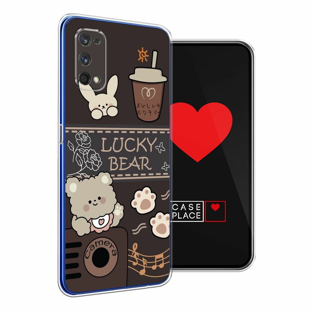Чехол на Realme 7 Pro / Реалми 7 Про с принтом "Lucky bear coffee 1" — фото 1