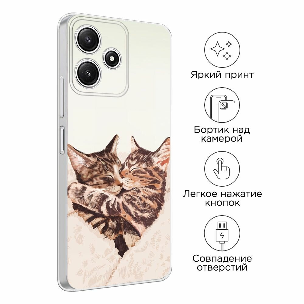 Чехол на Xiaomi Redmi 12 5G / Сяоми Редми 12 5G с принтом "Влюбленные котейки - 14 февраля" — фото 1