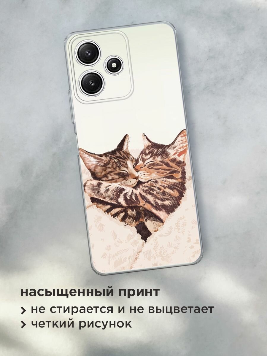 Чехол на Xiaomi Redmi 12 / Сяоми Редми 12 с принтом "Влюбленные котейки - 14 февраля" — фото 1