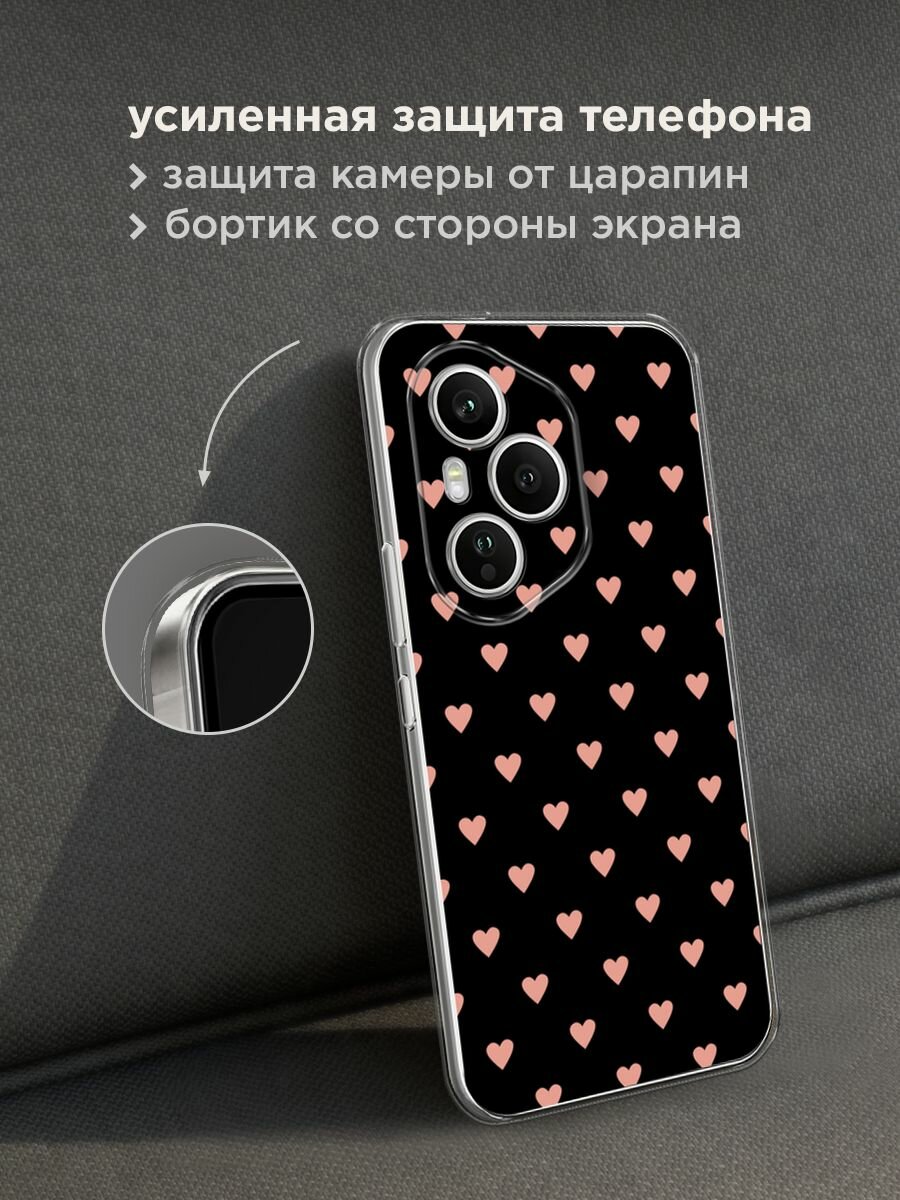 Чехол на Honor 400 Pro / Хонор 400 Про с принтом "Розовые сердечки" — фото 1
