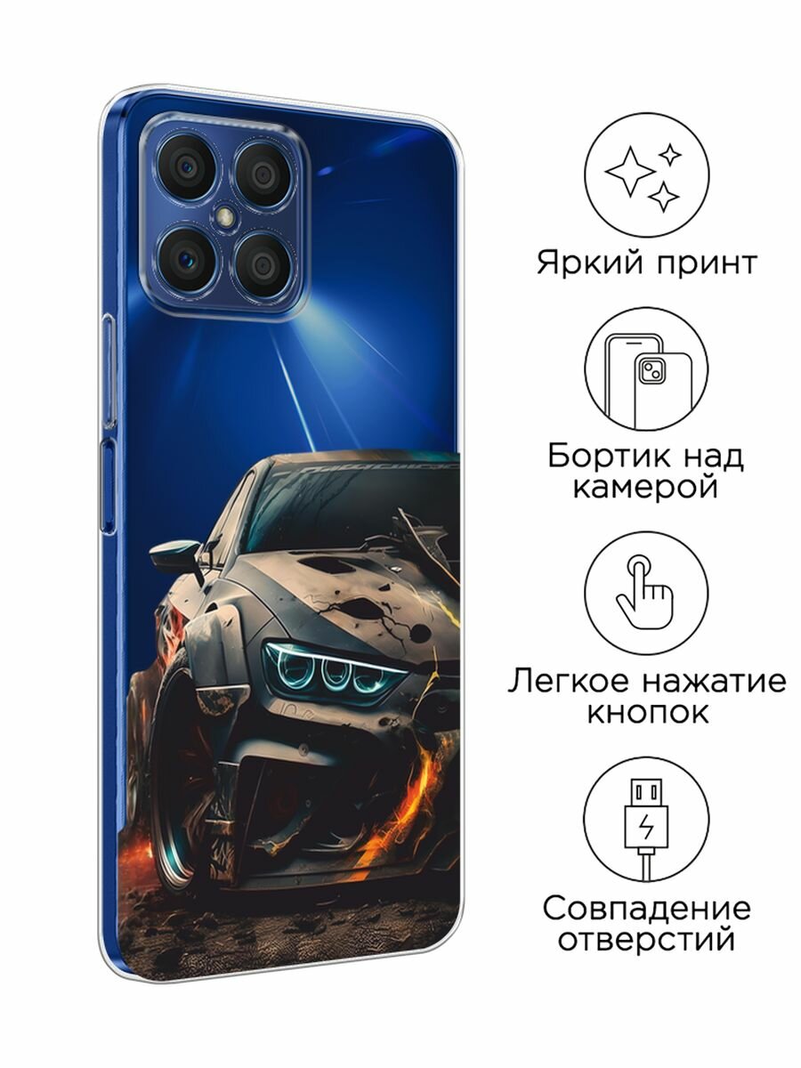 Чехол на Honor X8 / Хуавей X8 с принтом "На износ", прозрачный — фото 1