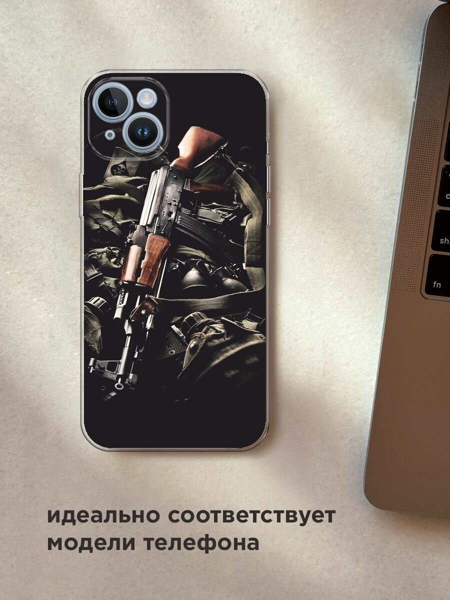 Силиконовый чехол на Apple iPhone 14 / Айфон 14 с принтом "Автомат" — фото 1
