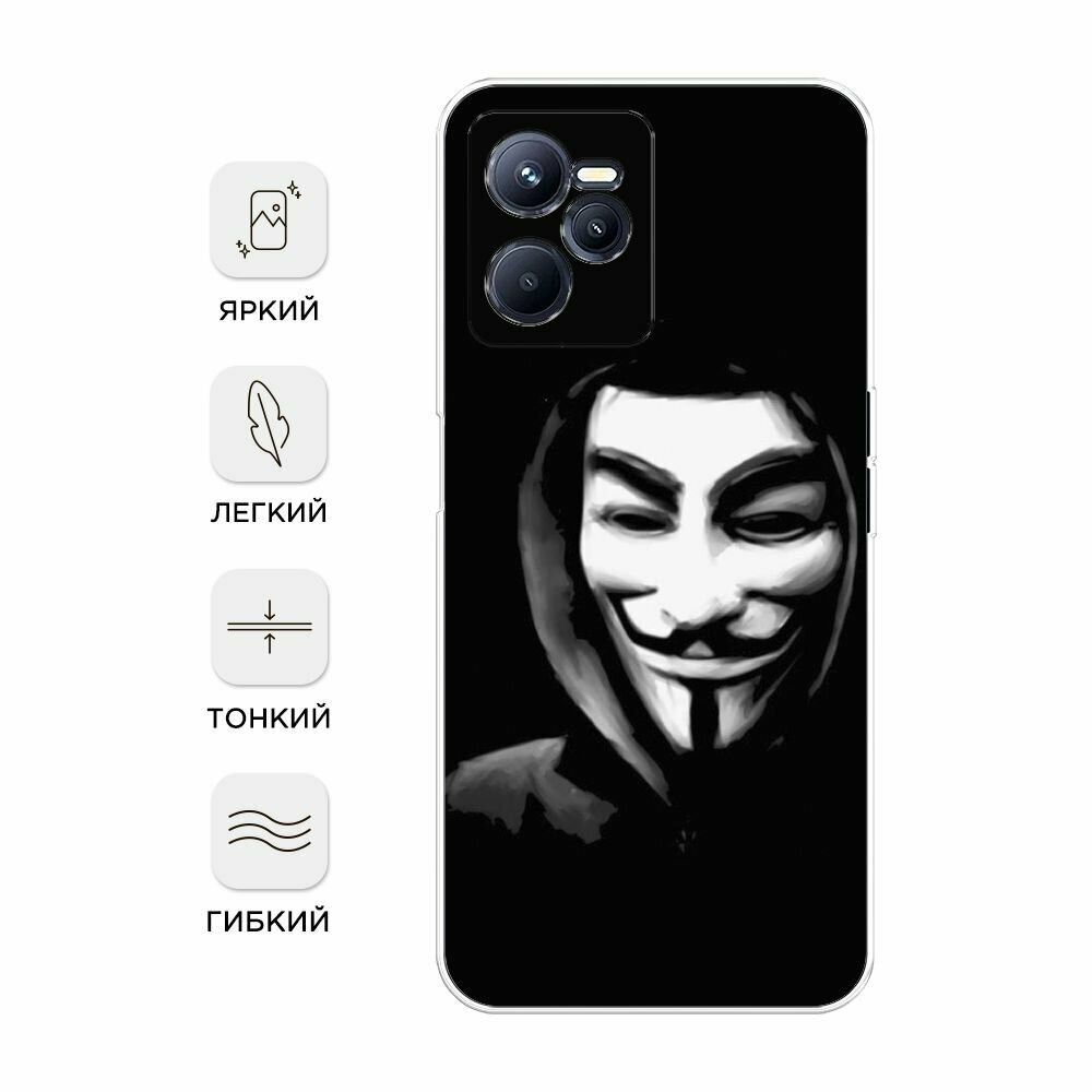 Силиконовый чехол на Realme C35 / Реалми C35 с принтом "Анонимус" — фото 1