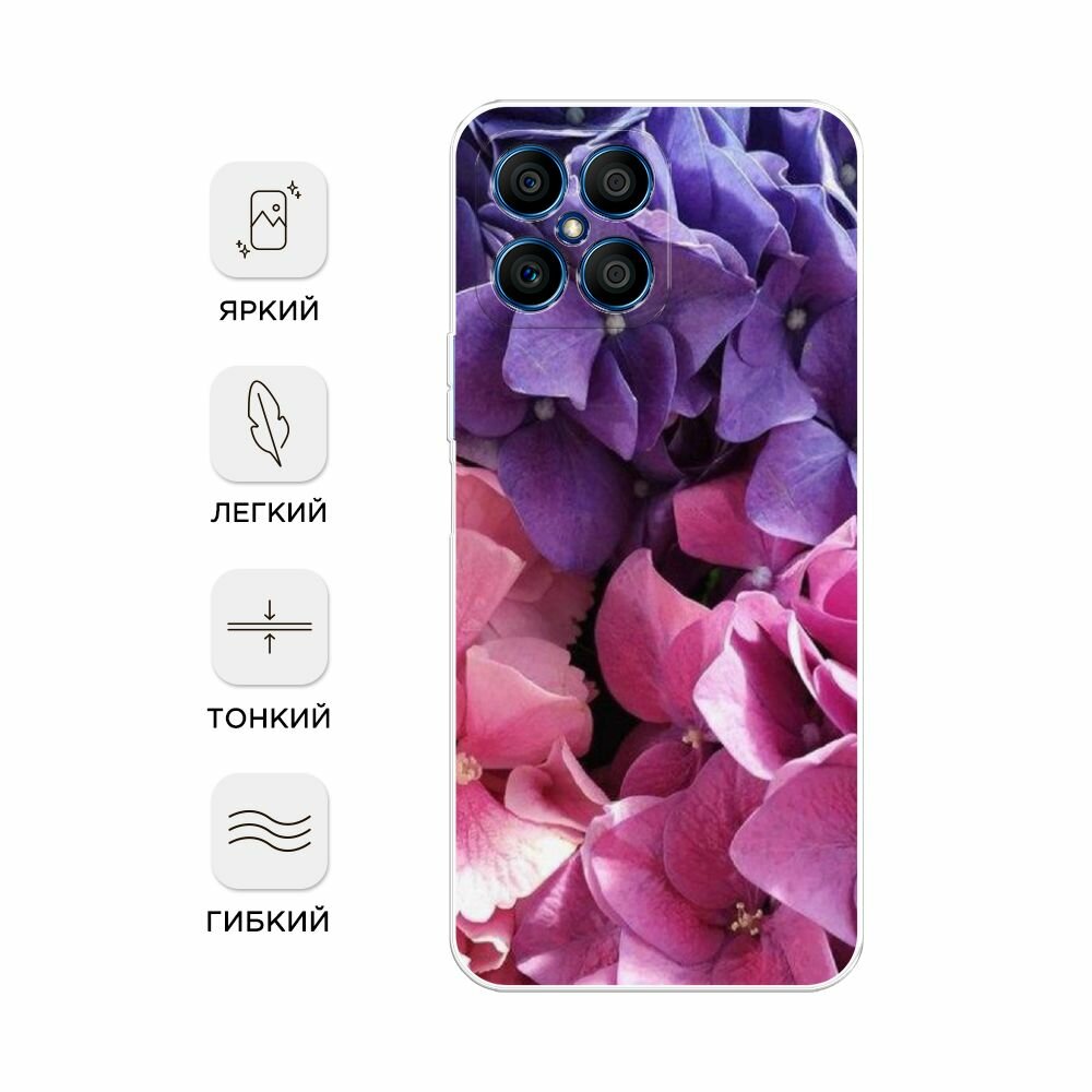 Силиконовый чехол на Honor X8 / Хуавей X8 с принтом Гортензии — фото 1