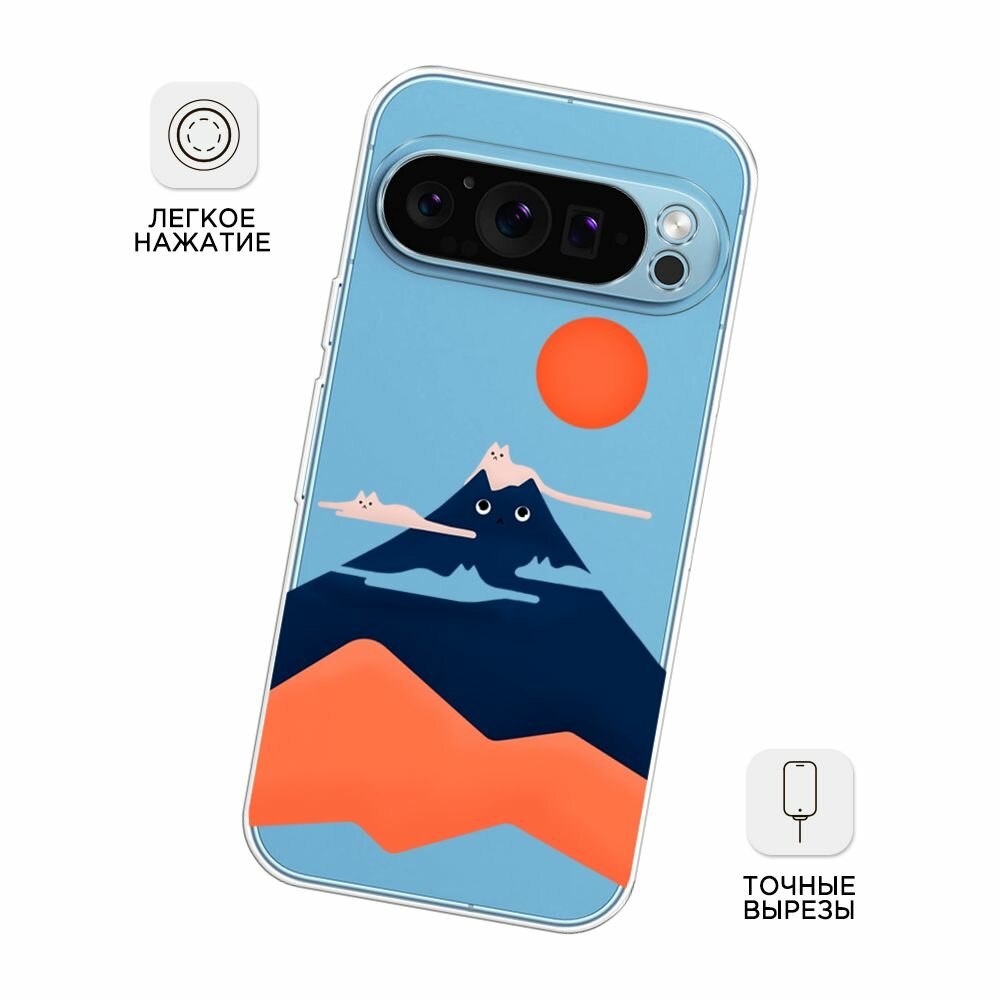 Чехол на Google Pixel 9 / Гугл Пиксель 9 с принтом "Кот-гора", прозрачный — фото 1