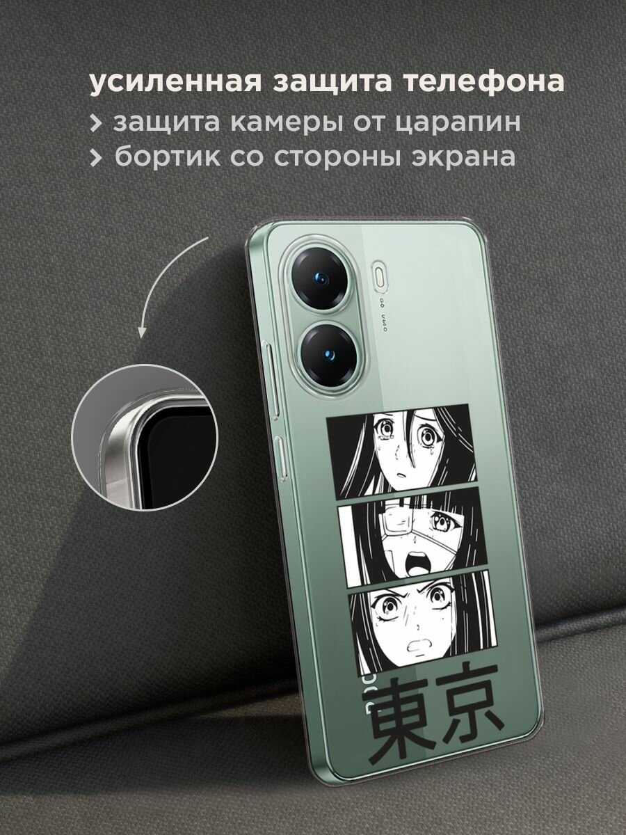 Чехол на Poco X7 Pro / Поко X7 Про с принтом "Tokyo girls", прозрачный — фото 1