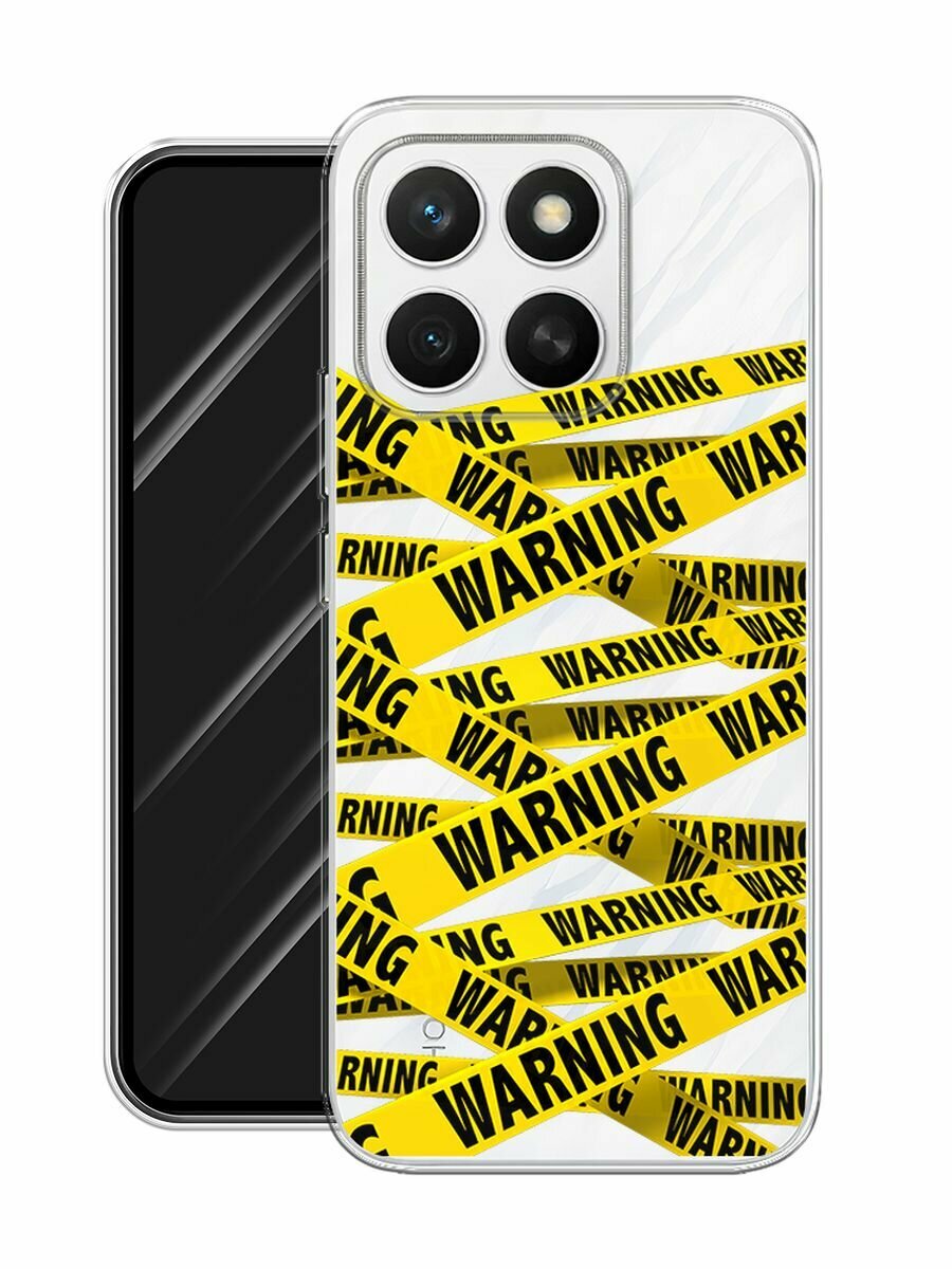 Чехол на Honor X8c / Хонор X8c с принтом "Warning!", прозрачный — фото 1