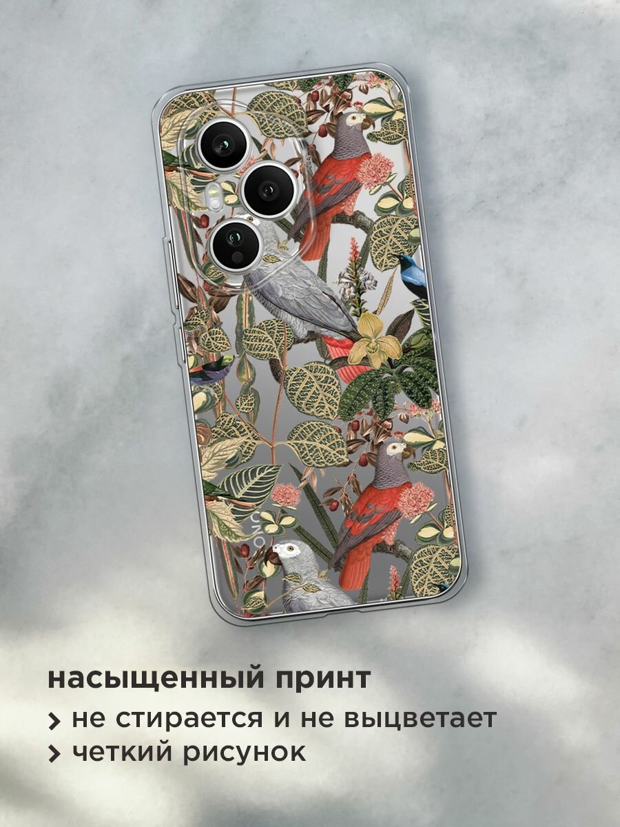 Чехол на Honor 400 Pro / Хонор 400 Про с принтом "Tropical pattern", прозрачный — фото 1