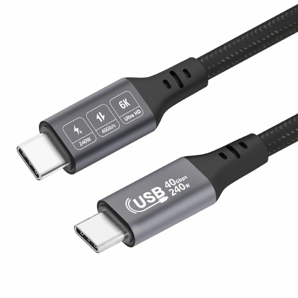 Кабель для передачи данных USB4 мощностью 240 Вт, совместимый с Thunderbolt 3 с двойной головкой typec 6K-0,8 м