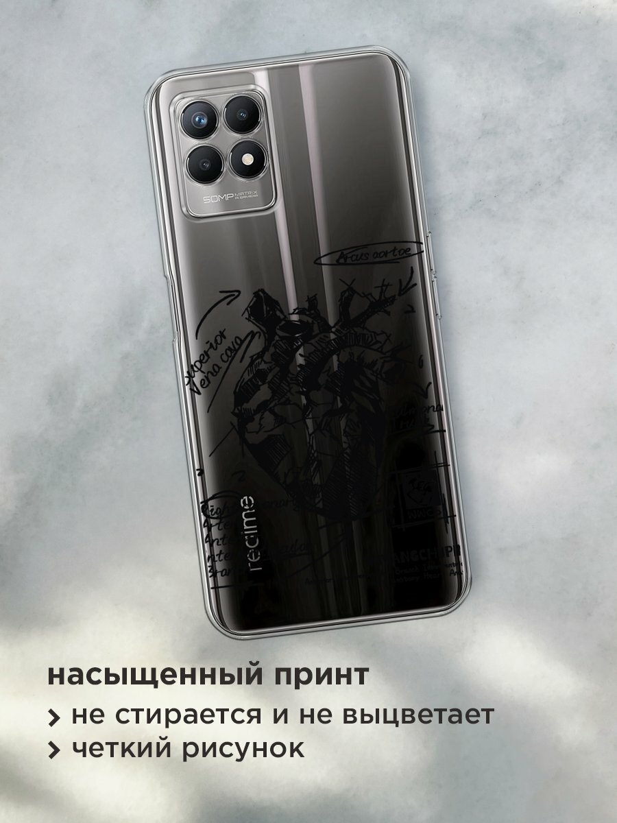 Чехол на Realme 8i / Реалми 8i с принтом "Анатомическое сердце 2", прозрачный — фото 1