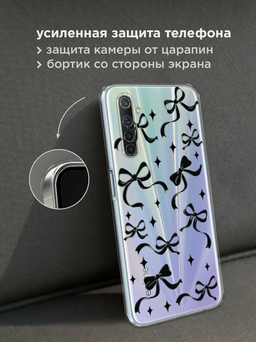 Чехол на Realme 6 / Реалми 6 с принтом "Милые чёрные бантики 4" — фото 1