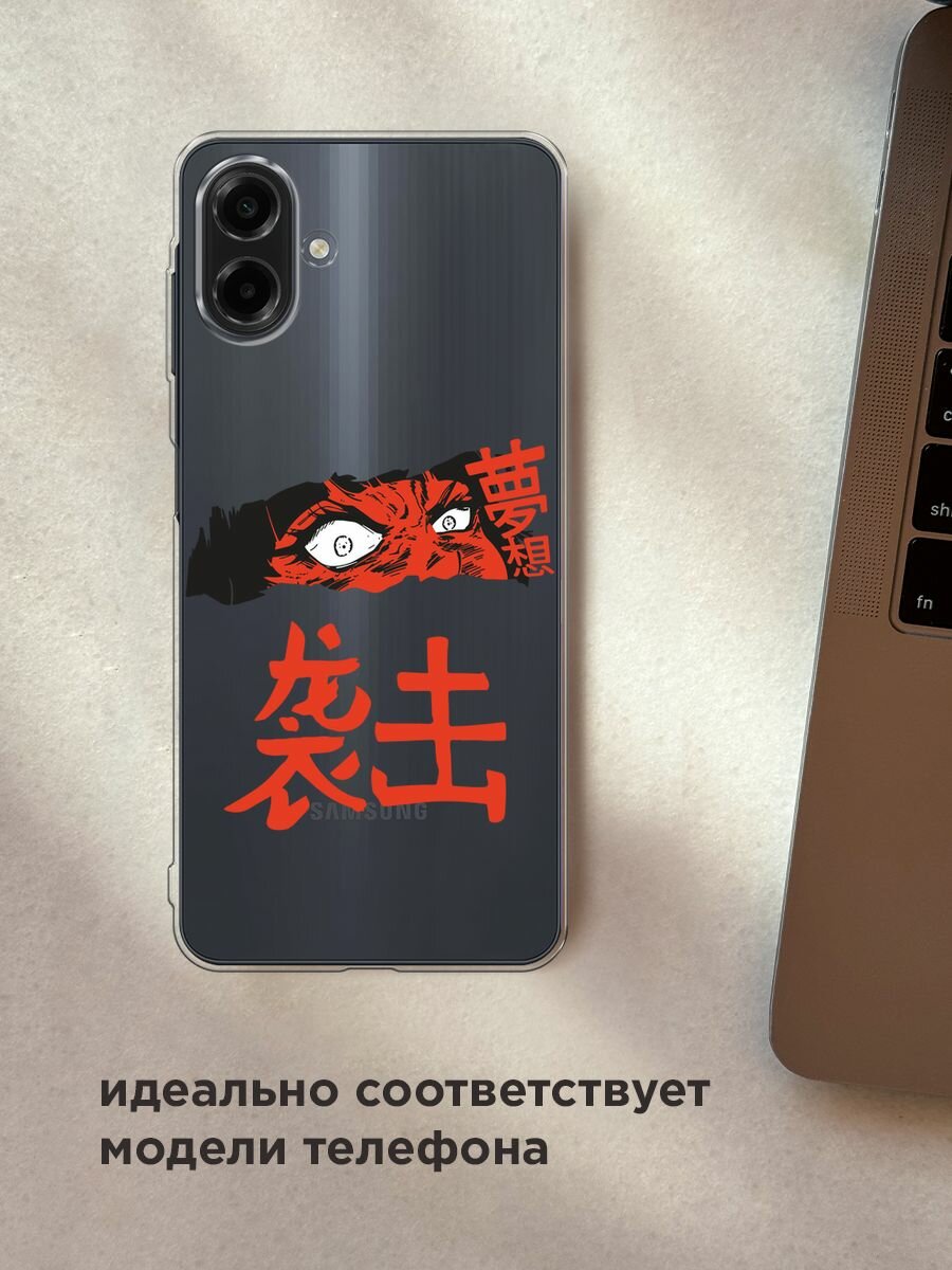 Чехол на Samsung Galaxy A07 / Самсунг А07 с принтом "Anime attack", прозрачный — фото 1