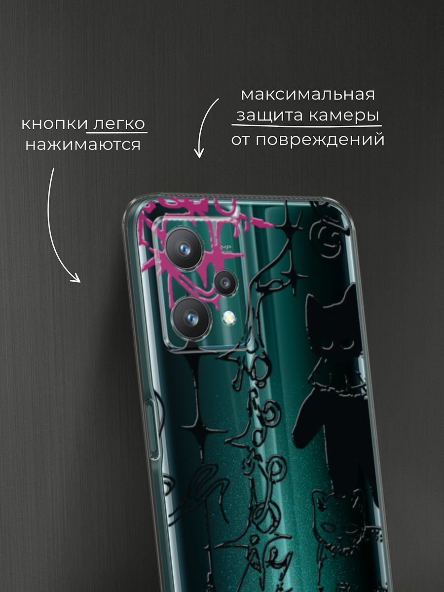 Чехол на Realme 9 5G / Реалми 9 5G с принтом "Готические котики" — фото 1
