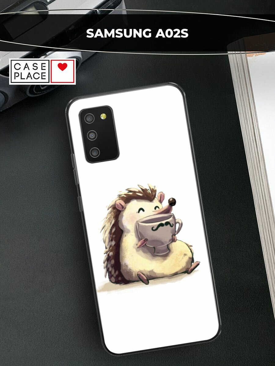 Чехол на Samsung Galaxy A02s / Самсунг Галакси A02s с принтом "Еж кофеман"