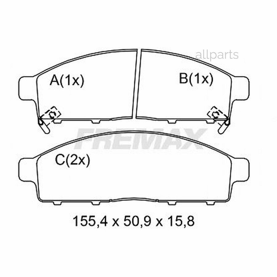 FREMAX FBP0859 колодки дисковые передние! 155.4x50.9x16\ Mitsubishi L200 2.5 06>