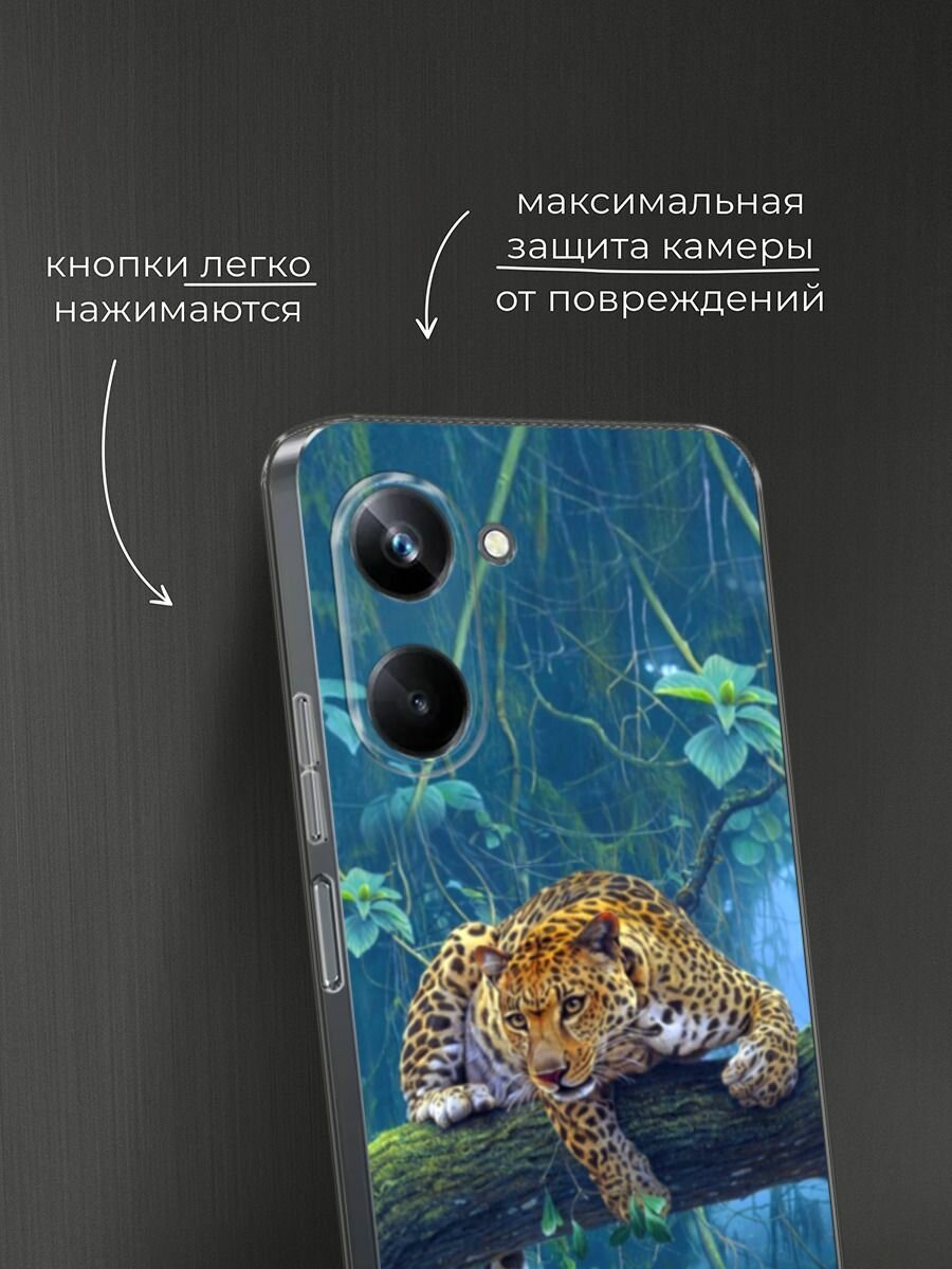Чехол на Realme 10 Pro / Реалми 10 Про с принтом "Леопард охотник" — фото 1