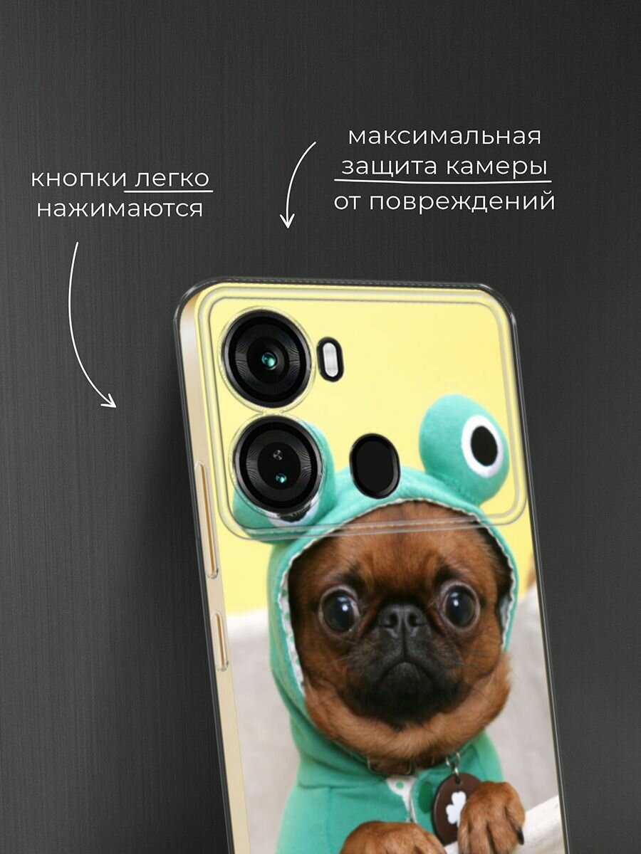 Чехол на Itel P40 / Ител P40 с принтом "Собачка в шапке лягушки" — фото 1