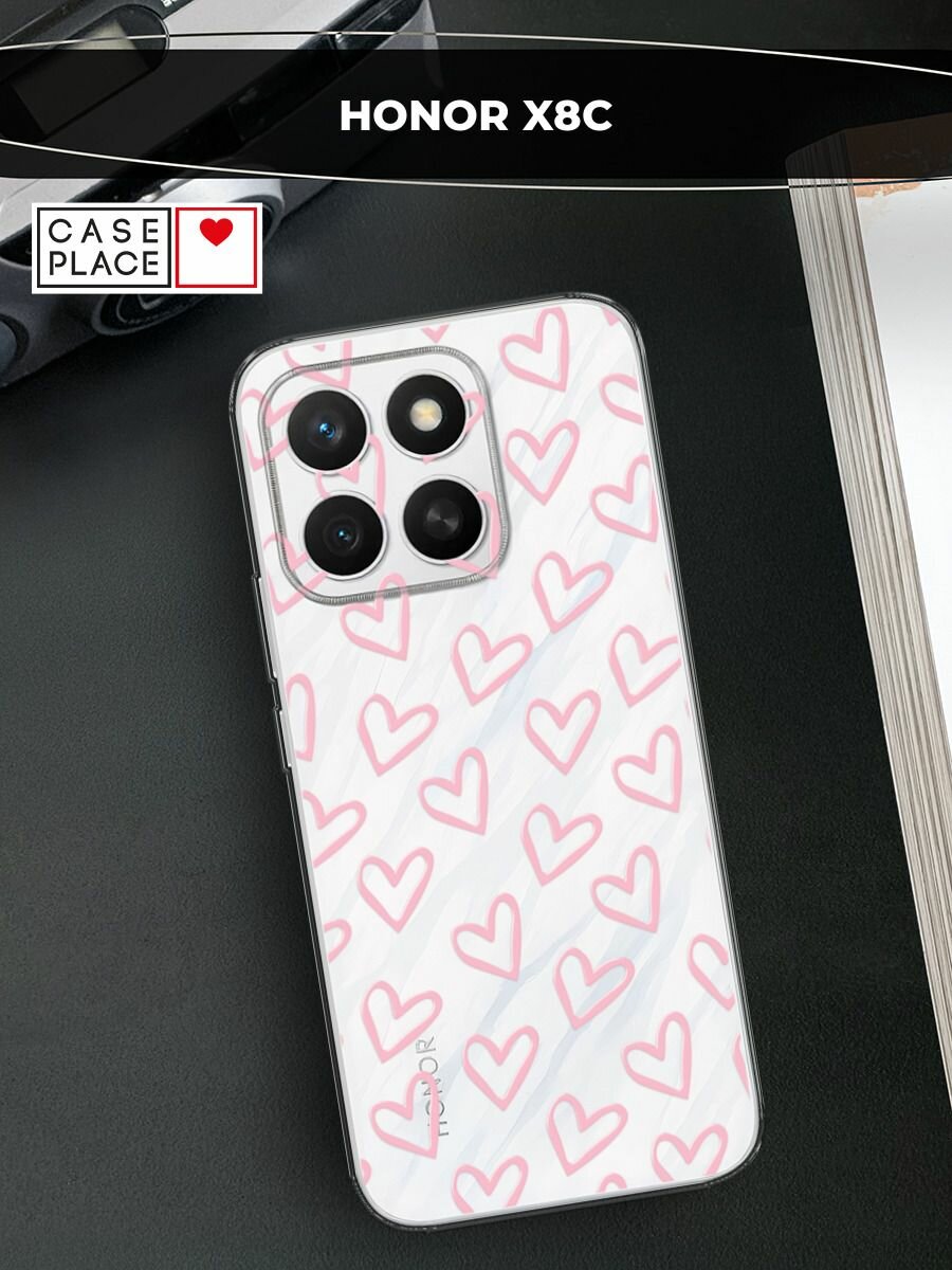 Чехол на Honor X8c / Хонор X8c с принтом "Сердца паттерн"