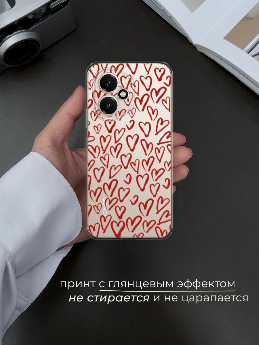 Чехол на Honor 400 / Хонор 400 с принтом "Легкие бордовые сердечки" — фото 1