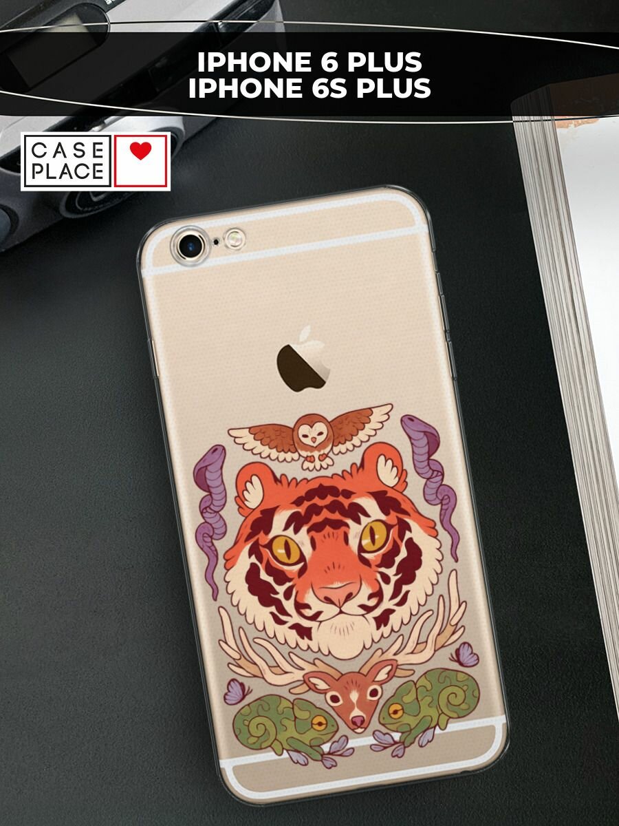 Чехол на Apple iPhone 6 Plus/6S Plus / Айфон 6 Плюс/Айфон 6С Плюс с принтом "Лесные обитатели", прозрачный