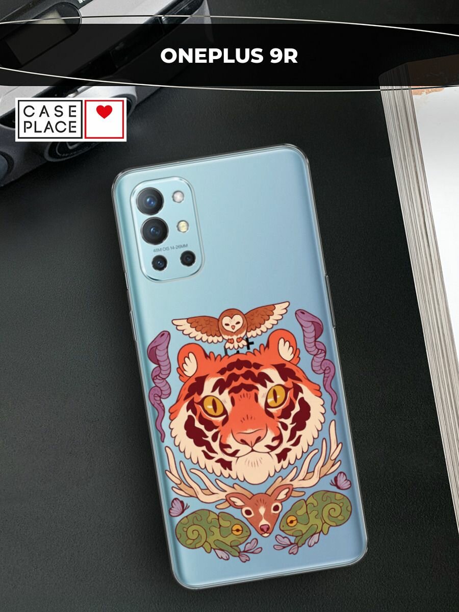 Чехол на OnePlus 9R / ВанПлас 9R с принтом "Лесные обитатели", прозрачный