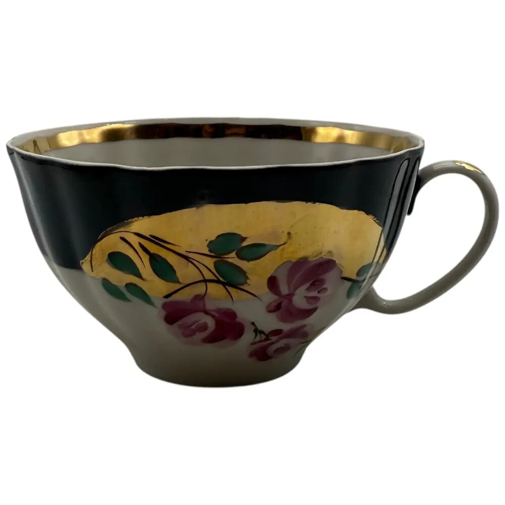 Чашка "Розы", 250 мл, фарфор, позолота, роспись, 1993 г, 1 сорт, Дулево, Россия
