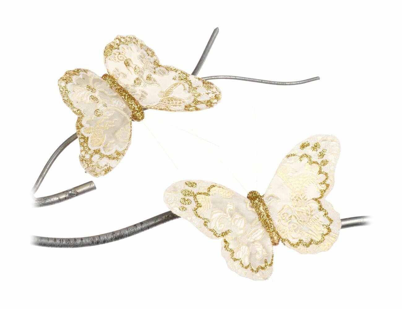 Набор украшений на клипсах бабочки 'золотой муар', текстиль, пенополистирол, 12 см, 2 шт, Goodwill MC40513-набор