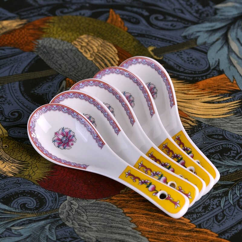 Бытовая керамическая маленькая ложка, посуда, маленькая ложка для супа, ложка для каши, цвет эмали, настольная ложка,