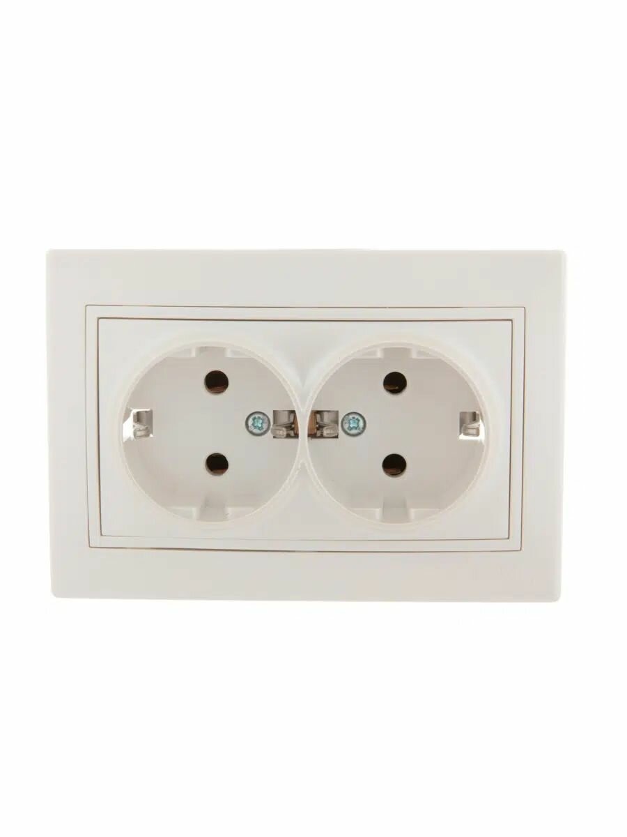 Розетка 2-м СП Mira 16А IP20 с заземлением со вставкой керамика жемчужный/белый перламутровый LEZARD 701-3030-127