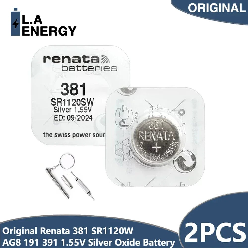 2 шт. оригинальный Renata 381 SR1120W AG8 191 391 1,55 В оксид серебра батарея LR1120 LR1120W для часов игрушки швейцарского производства