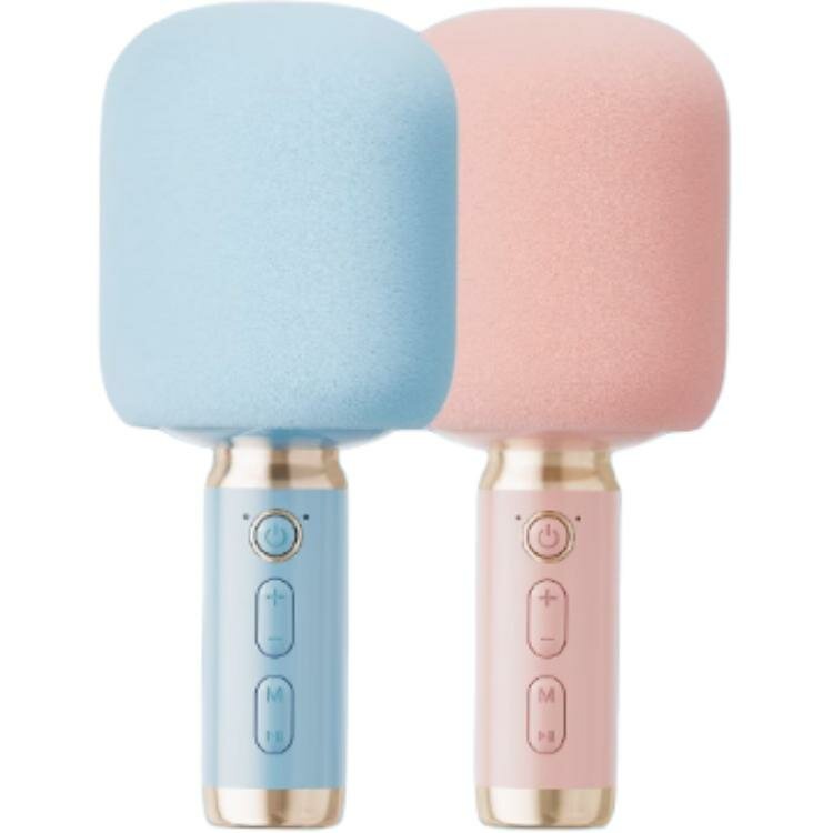 Беспроводной Bluetooth караоке микрофон для дома и всей семьи QUANMIN K GE M5 1, white pink twin pack, Official Standard Kit