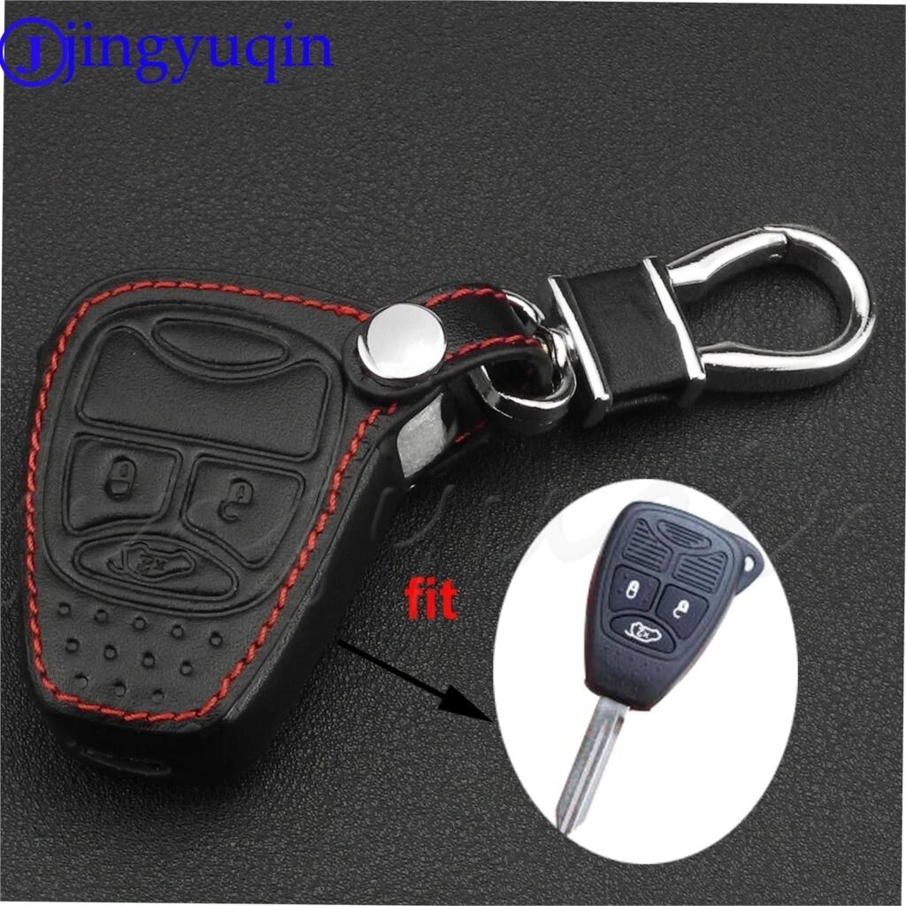 3-кнопочный кожаный чехол для ключей для CHRYSLER 300 PT Cruiser Sebring Dodge Caliber Nitro Jeep Compass Liberty Remote Fob Key