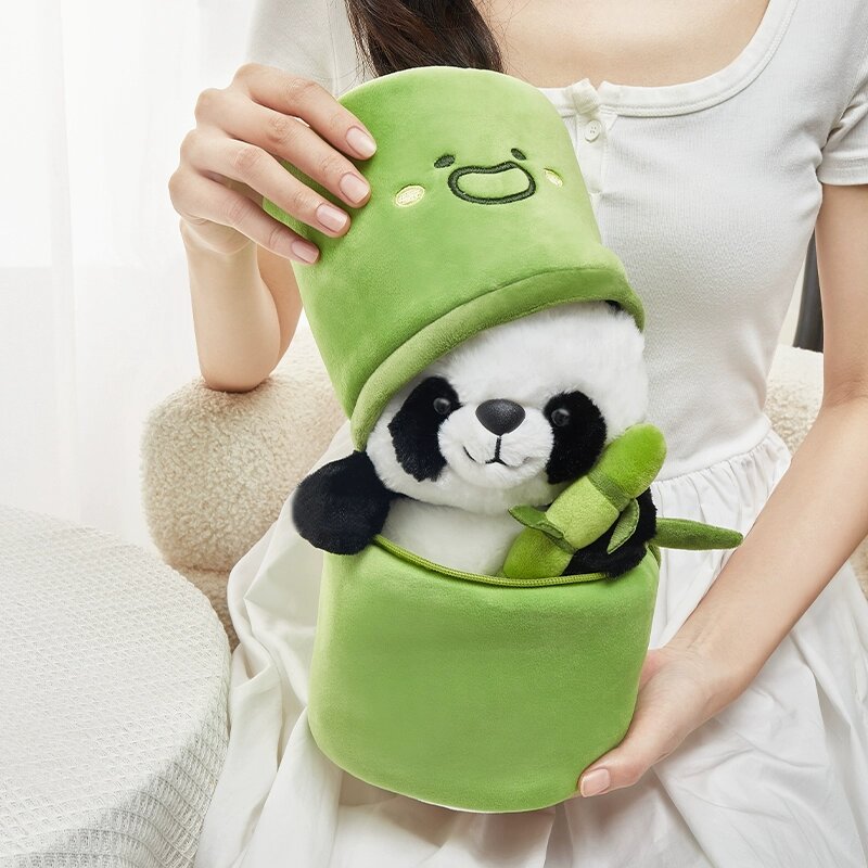 Оригинальная плюшевая игрушка-подвеска в виде маленькой панды из бамбуковой трубки, милый брелок, подарок на день