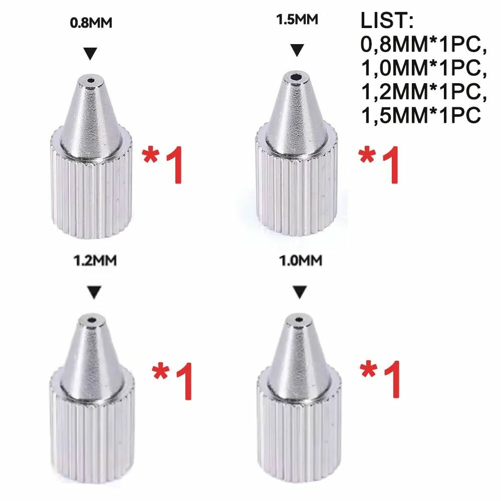 4 шт. всасывающих паяльных насадки, используемых для паяльника YIHUA929D-V с диаметром всасывающей головки 1,5/1,2/1,0/0,8 мм