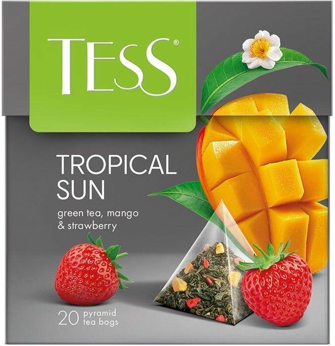 Tess Чай зеленый в пирамидках Tropical Sun, 20 х 1.8 г