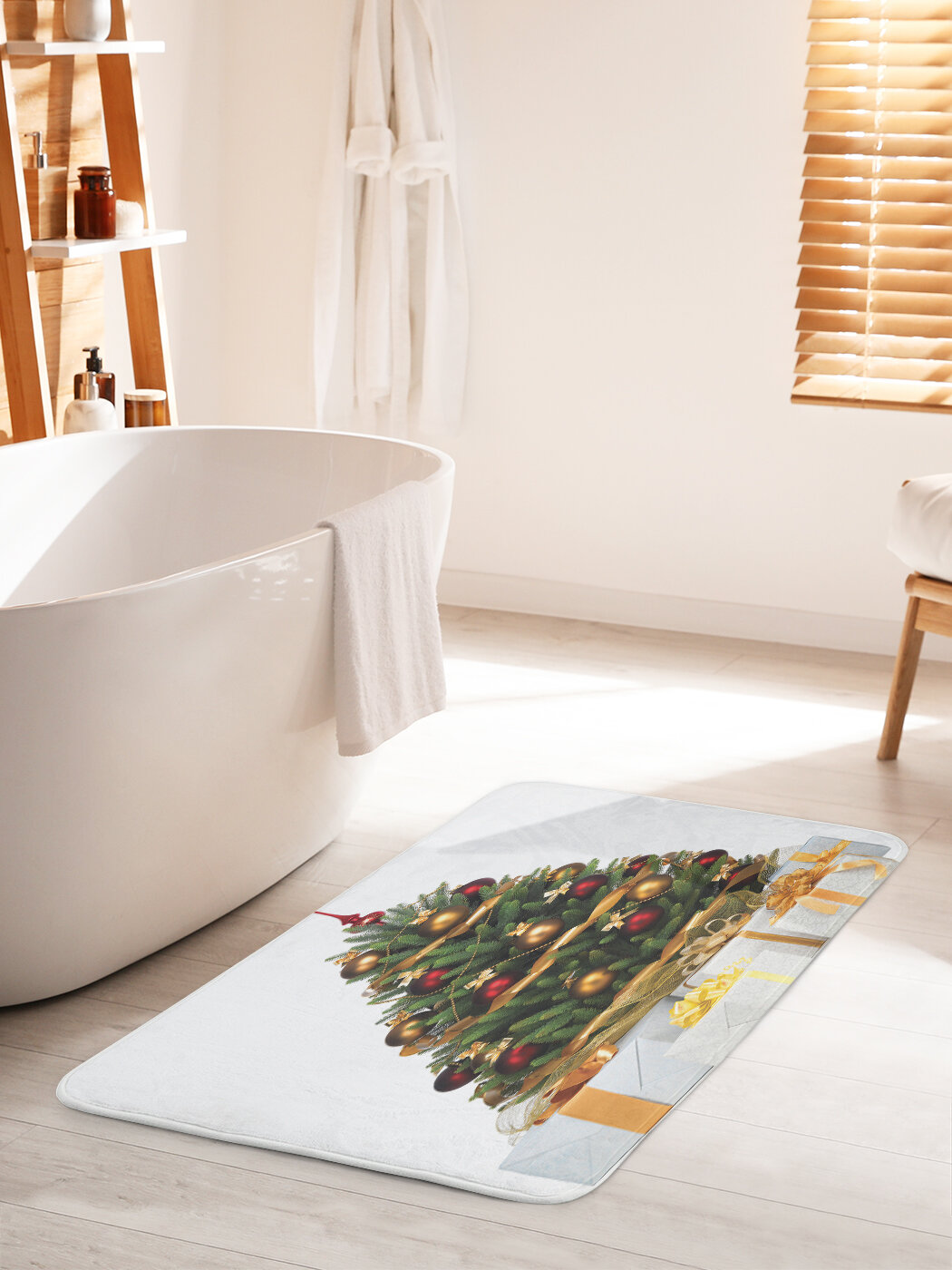 Коврик для ванной комнаты и туалета противоскользящий "Новогодняя елка" 60х100 см, JoyArty, серия Новый год