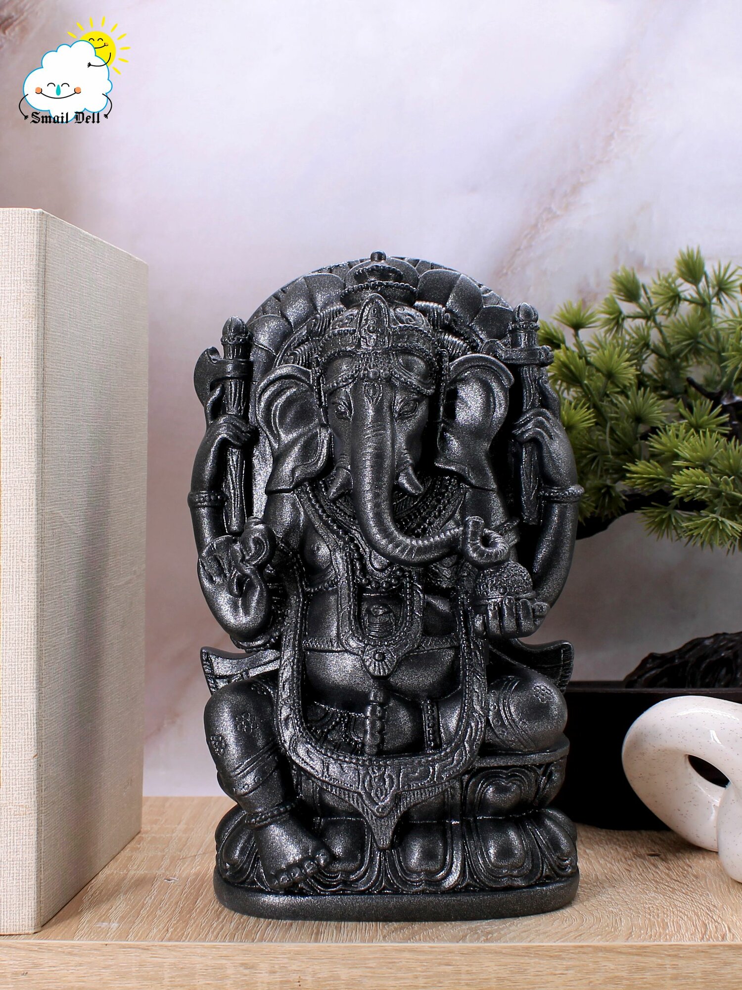 Статуэтка Ганеша , 20 см , гипс, цвет металлик