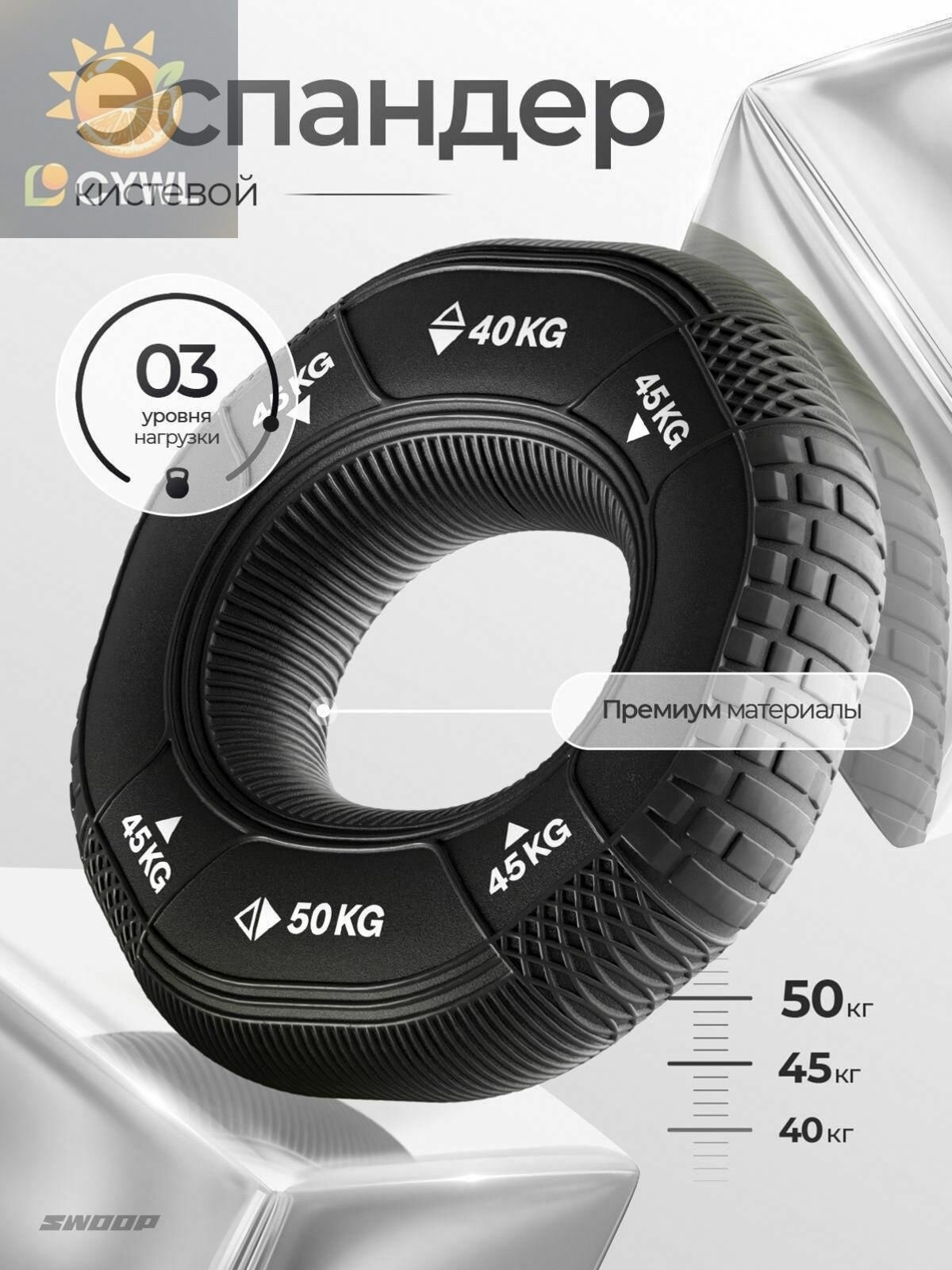 Эспандер кистевой 3 нагрузки 40-45-50 кг