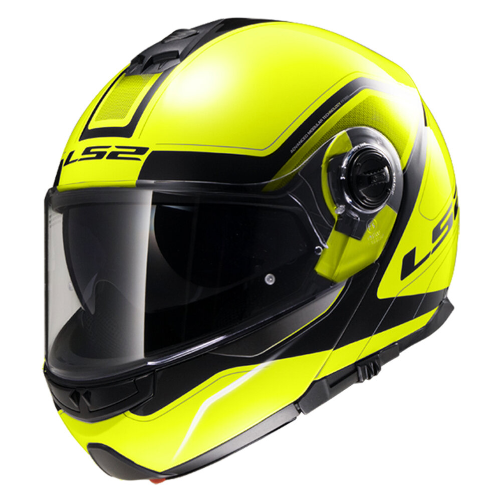 Мотошлем модуляр LS2 FF325 STROBE SNOW CIVIK (черный, желтый, L)