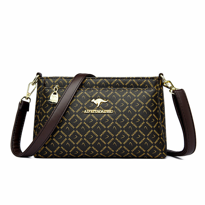 2026 Высококачественная мягкая кожаная женская сумка 2025 Новая большая вместимость Классический принт Элегантная сумка через плечо Модная сумка через плечо для женщин